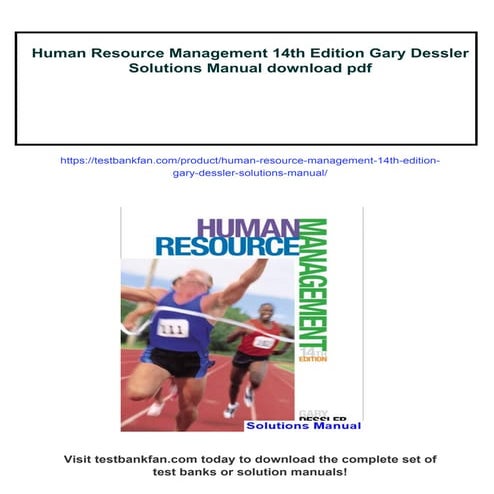 Human Resource Management 14th Edition Gary Dessler Solutions Manual | PDF