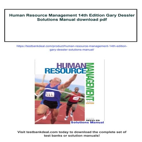 Human Resource Management 14th Edition Gary Dessler Solutions Manual | PDF