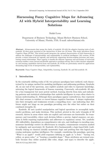 Fuzzy Cognitive Maps as a Bridge between Symbolic and Sub-Symbolic ...