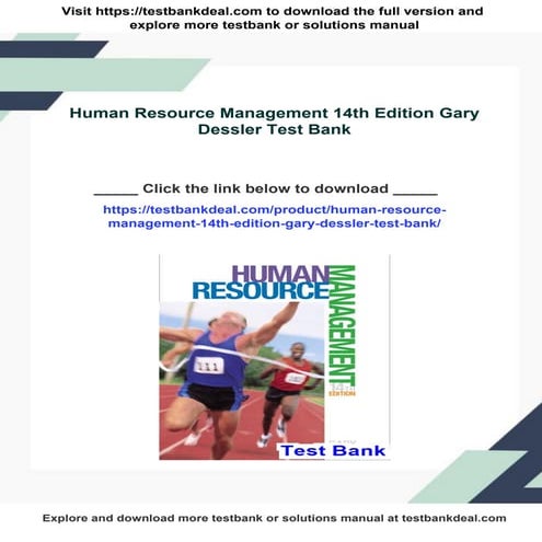 Human Resource Management 14th Edition Gary Dessler Test Bank | PDF