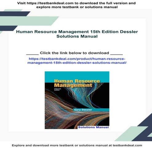 Human Resource Management 15th Edition Dessler Solutions Manual | PDF