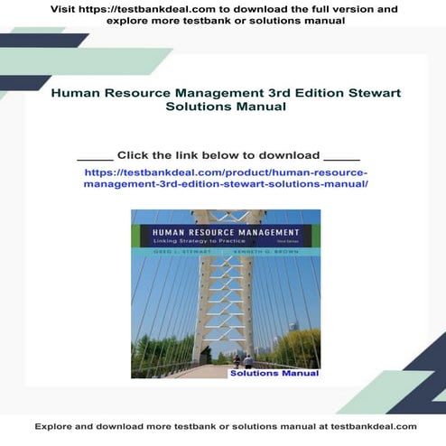Human Resource Management 3rd Edition Stewart Solutions Manual | PDF
