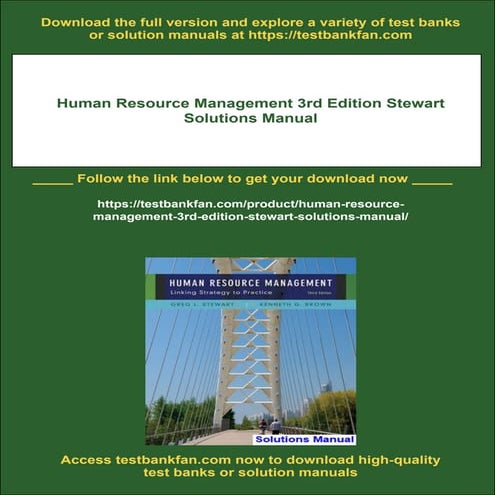 Human Resource Management 3rd Edition Stewart Solutions Manual | PDF