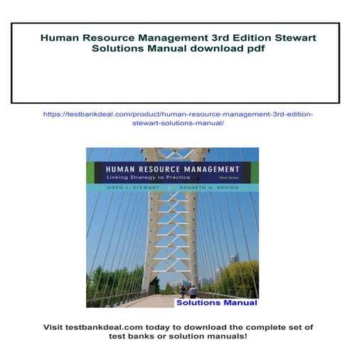 Human Resource Management 3rd Edition Stewart Solutions Manual | PDF