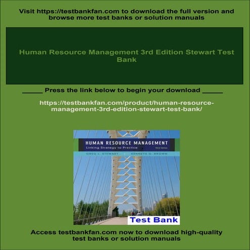 Human Resource Management 3rd Edition Stewart Test Bank | PDF