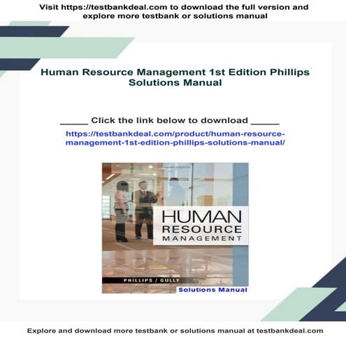 Human Resource Management 1st Edition Phillips Solutions Manual | PDF