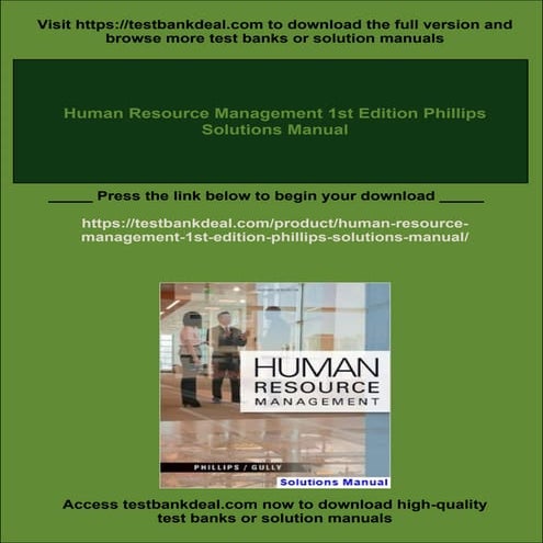 Human Resource Management 1st Edition Phillips Solutions Manual | PDF