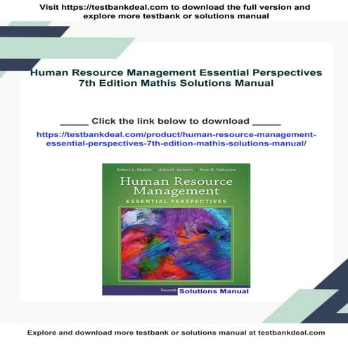 Human Resource Management Essential Perspectives 7th Edition Mathis ...