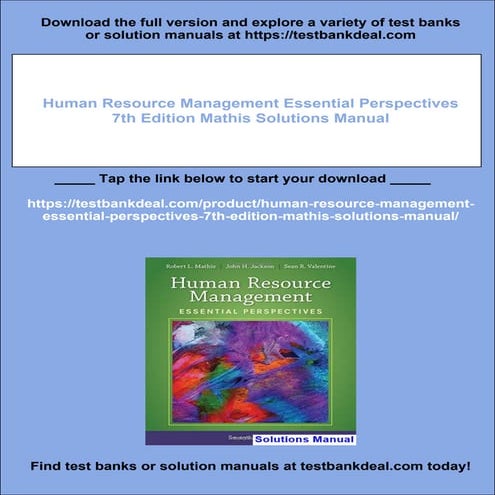 Human Resource Management Essential Perspectives 7th Edition Mathis Solutions Manual | PDF