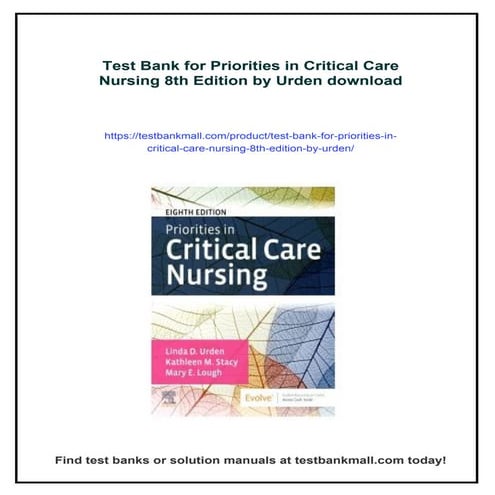 Test Bank for Priorities in Critical Care Nursing 8th Edition by Urden ...