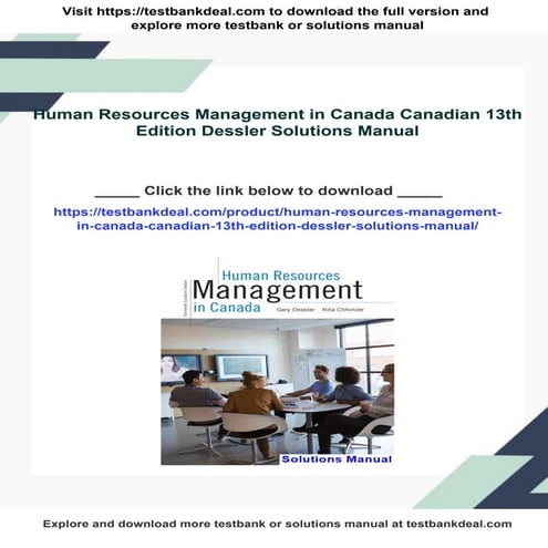 Human Resources Management in Canada Canadian 13th Edition Dessler Solutions Manual | PDF