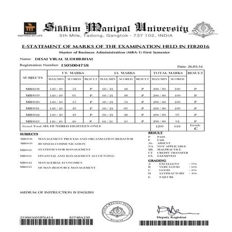 1505004758 FINAL MARKSHEET | PDF