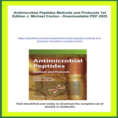 Antimicrobial Peptides Methods and Protocols 1st Edition J. Michael ...