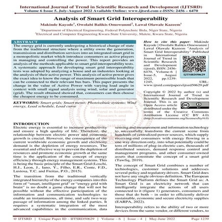 Analysis of Smart Grid Interoperability | PDF