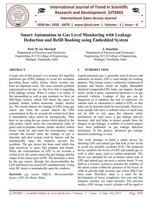 IRJET -Arduino based Gas Leakage Detection for Living Security | PDF | Home Appliances | Home ...