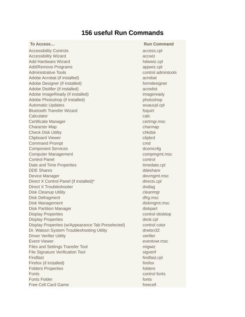 100+ run commands for windows | PDF