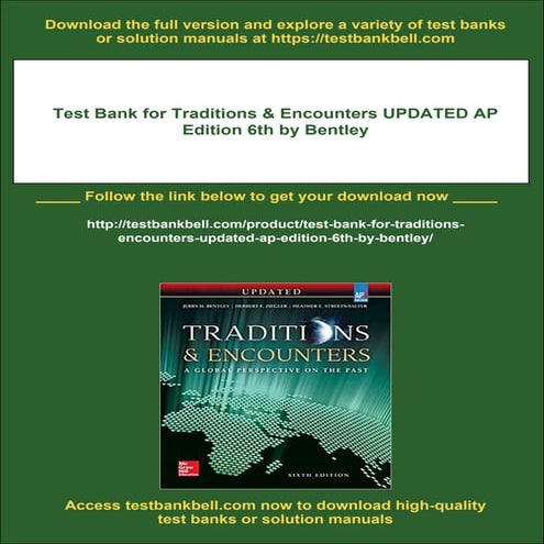 Test Bank for Traditions & Encounters UPDATED AP Edition 6th by Bentley ...