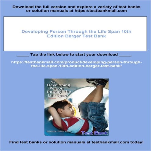 Developing Person Through the Life Span 10th Edition Berger Test Bank | PDF