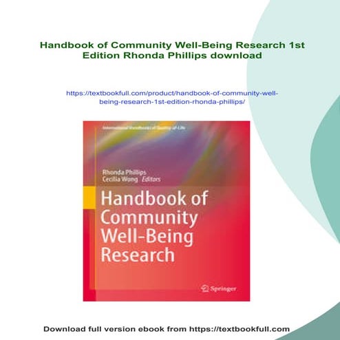 Handbook of Community Well-Being Research 1st Edition Rhonda Phillips | PDF