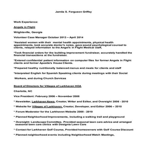 Jamila Ferguson's Resume 3-23-2015 | DOCX | Education