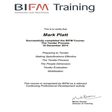 The Tender Process certificate | PDF