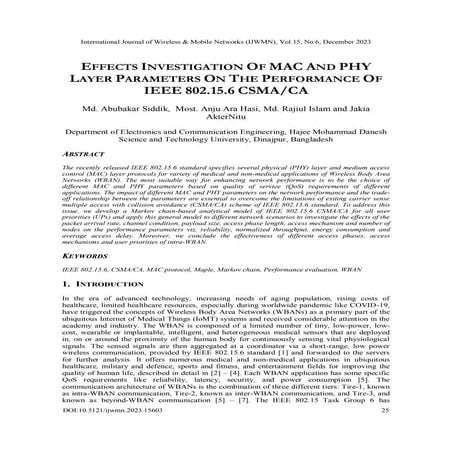 EFFECTS INVESTIGATION OF MAC AND PHY LAYER PARAMETERS ON THE ...