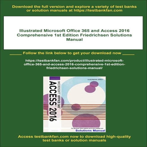 Illustrated Microsoft Office 365 and Access 2016 Comprehensive 1st Edition Friedrichsen ...