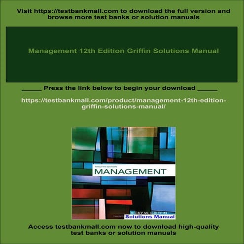Management 12th Edition Griffin Solutions Manual | PDF