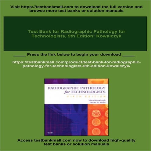 Test Bank for Radiographic Pathology for Technologists, 5th Edition ...