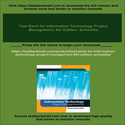 Test Bank for Information Technology Project Management, 6th Edition ...