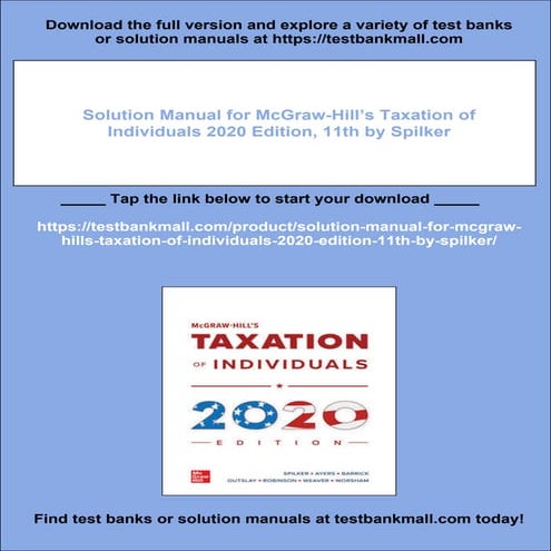 Solution Manual for McGraw-Hill’s Taxation of Individuals 2020 Edition ...