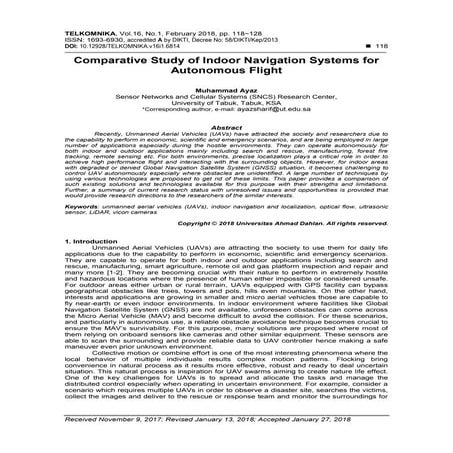 Comparative Study of Indoor Navigation Systems for Autonomous Flight | PDF