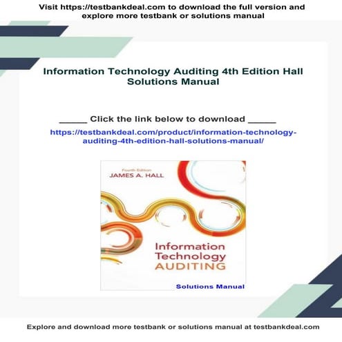 Information Technology Auditing 4th Edition Hall Solutions Manual | PDF