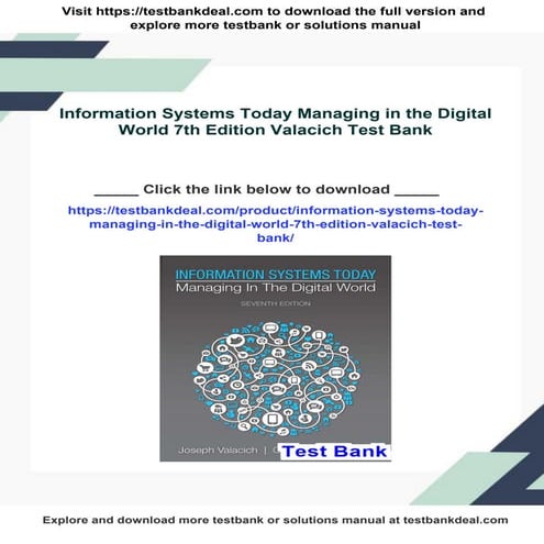 Information Systems Today Managing in the Digital World 7th Edition ...