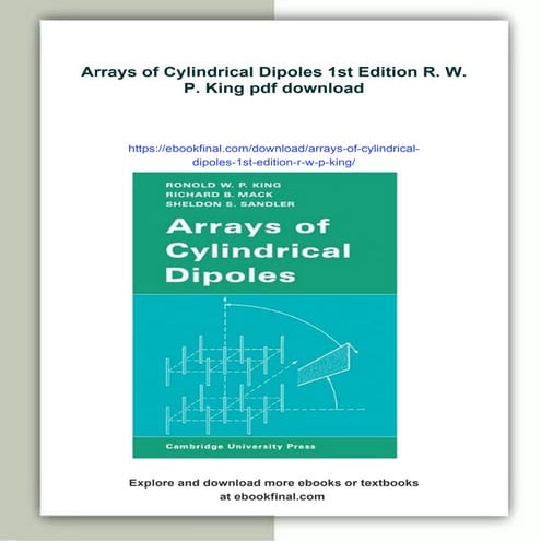 Arrays of Cylindrical Dipoles 1st Edition R. W. P. King | PDF