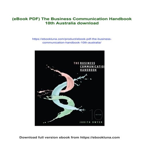 (eBook PDF) The Business Communication Handbook 10th Australia | PDF