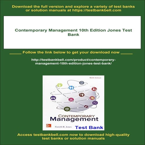Contemporary Management 10th Edition Jones Test Bank | PDF