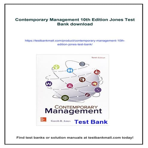 Contemporary Management 10th Edition Jones Test Bank | PDF