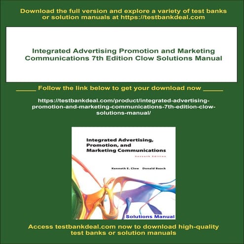 Integrated Advertising Promotion and Marketing Communications 7th Edition Clow Solutions Manual ...