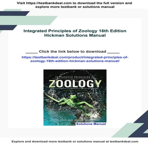 Integrated Principles of Zoology 16th Edition Hickman Solutions Manual ...