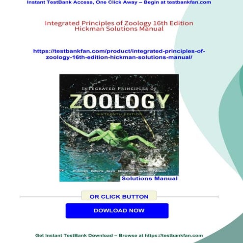 Integrated Principles of Zoology 16th Edition Hickman Solutions Manual | PDF