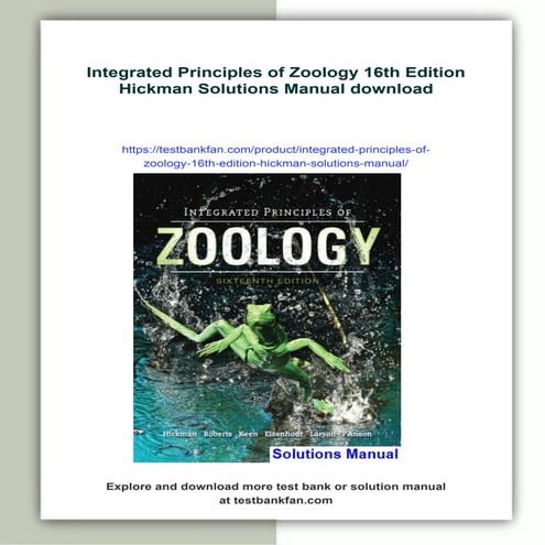 Integrated Principles of Zoology 16th Edition Hickman Solutions Manual ...