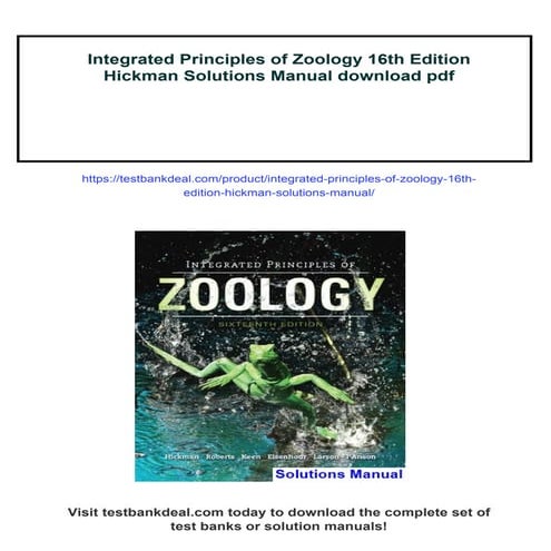 Integrated Principles of Zoology 16th Edition Hickman Solutions Manual ...