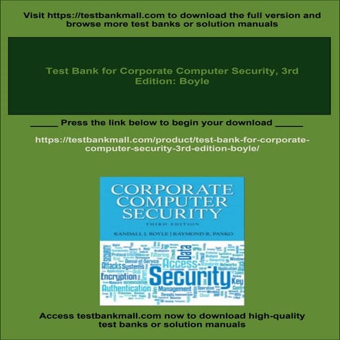 Test Bank for Corporate Computer Security, 3rd Edition: Boyle | PDF