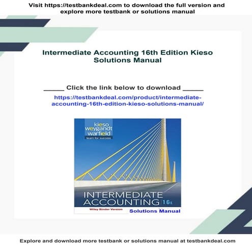 Intermediate Accounting 16th Edition Kieso Solutions Manual | PDF