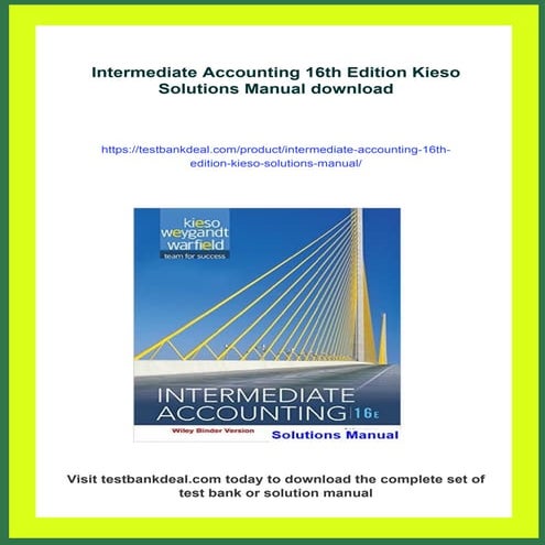 Intermediate Accounting 16th Edition Kieso Solutions Manual | PDF
