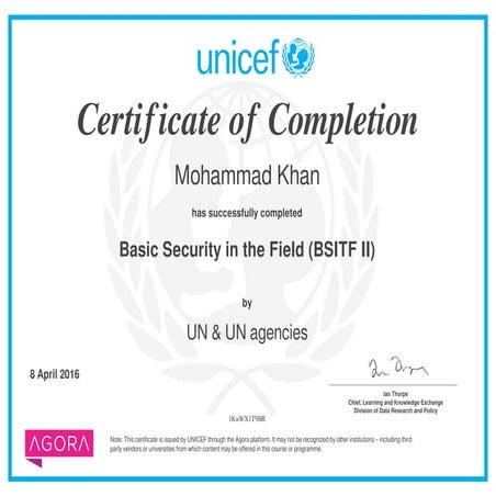 UN Basic Security in the field Certificate 2016-2 | PDF