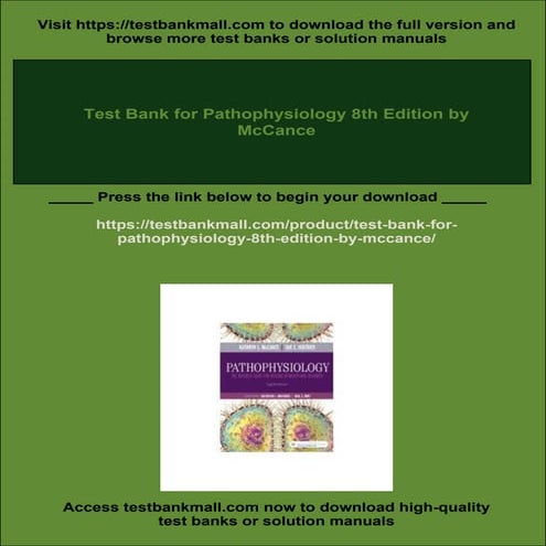 Test Bank for Pathophysiology 8th Edition by McCance | PDF