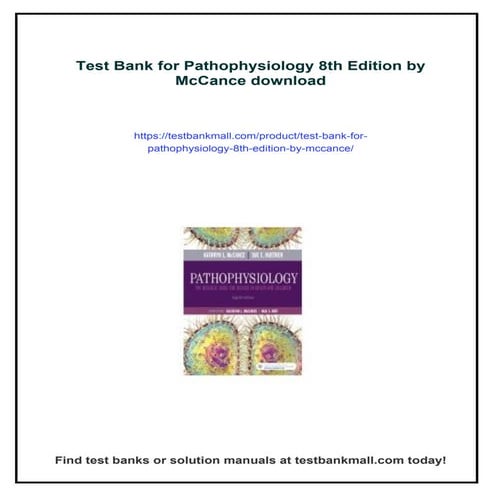 Test Bank for Pathophysiology 8th Edition by McCance | PDF