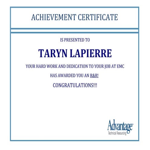 Taryn Lapierre Bonus Cert | DOC